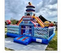 China Geometric Carnival Inflatable Bounce Castle with Dual Slides – Commercial-Grade Kids’ Play Center for sale
