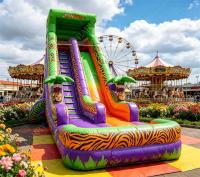 China 18ft Tall Safari Tiger Print Inflatable Water Slide – Commercial-Grade Jungle Adventure for sale