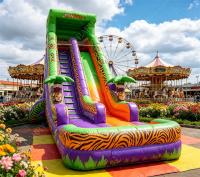 China 18ft Tall Safari Tiger Print Inflatable Water Slide – Commercial-Grade Jungle Adventure for sale