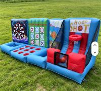 China 4-in-1 Inflatable Carnival Game Station – Basketball, Darts, Tic-Tac-Toe & Bullseye Challenge Combo for sale