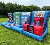 China 4-in-1 Inflatable Carnival Game Station – Basketball, Darts, Tic-Tac-Toe & Bullseye Challenge Combo for sale