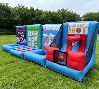 China 4-in-1 Inflatable Carnival Game Station – Basketball, Darts, Tic-Tac-Toe & Bullseye Challenge Combo for sale