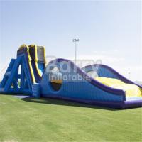 China Blue Dry And Wet Slides , Inflatable Drop Kick Slide With Double Lanes For Amusement Park for sale