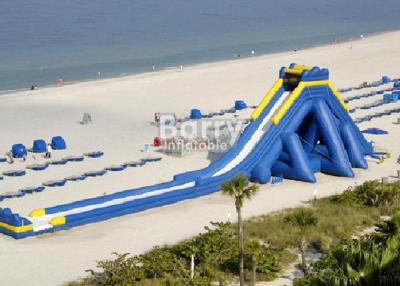 China PVC Tarpaulin Material Blue Giant Inflatable Water Slide For Adult One Lanes for sale