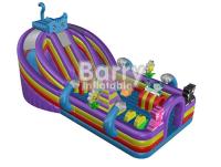 China Custom Made Blue Cat Inflatable Toddler Playground / Kids Playground Equipment With Colorful Jumping Bounce House for sale