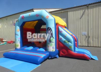 China Beautiful Ocean Fish Inflatable Combo , Commercial Slide Inflatable Bounce House Castle For Sale for sale