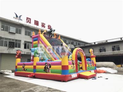 China Cartoon Inflatable Bounce House And Slide Combo With Blower For School And Daycare for sale
