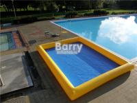 China Custom Made 0.9mm PVC Inflatable Swimming Pool Air Sealed Blue Rectangle for sale