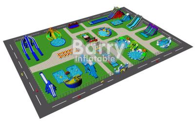 China Inflatable Portable Giant Ground Water Park For Resort Double - Tripple Stitch for sale