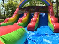 China 12'' Tall Kids Backyard Double Inflatable Water Slide  With Pool for sale