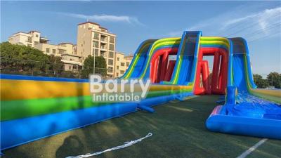China Customized Giant Rainbow 3 Lanes Inflatable Water Slides Commercial For Adult And Kids for sale