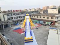 China Outdoor Public Garden Big Yellow Commercial Inflatable Water Slide With Pool for sale