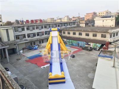 China Outdoor Public Garden Big Yellow Commercial Inflatable Water Slide With Pool for sale