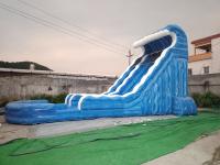China Outside Inflatable Games Pattern Aqua Inflatable Floating Water Slide Blue Color For Fun for sale