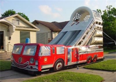 China Customized 15M Length Inflatable Fire Truck Slide With Logo Printing Rental for sale