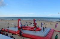 China Huge Inflatable Beach Toys Blow Up Volleyball Court With Logo Printing for sale