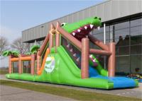 China Lovely Green Shark Blow Up Obstacle Course For Kids Giant Inflatable Games for sale