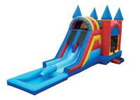 China EN71 Huge Children Bouncy Castles Inflatable Double Slide With Pool for sale