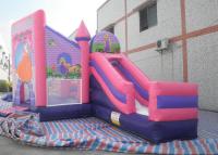 China Kids 3 In 1 Combo Bounce House , Pink Princess Bouncy Castle With Slide for sale