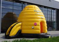 China Multifunction Inflatable Bouncer , Yellow Inflatable Bouncers For Adults With Small Slide for sale