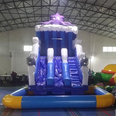 China Backyard Residential 18ft Double Inflatable Water Slides Digital Printing for sale