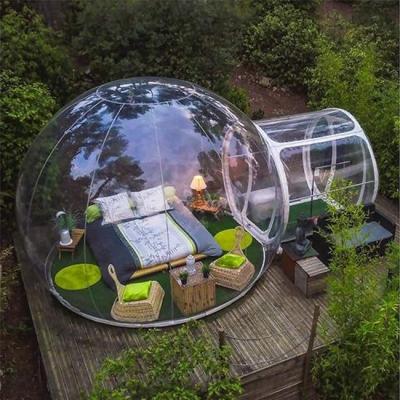 China 1mm PVC Transparent Bubble Tent With Tunnel  Inflatable Camping Tents for sale