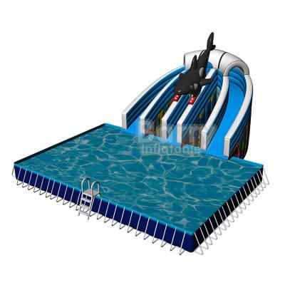China Backyard Outdoor Rectangular Swimming Pool With 0.9mm Pvc Tarpaulin Material for sale