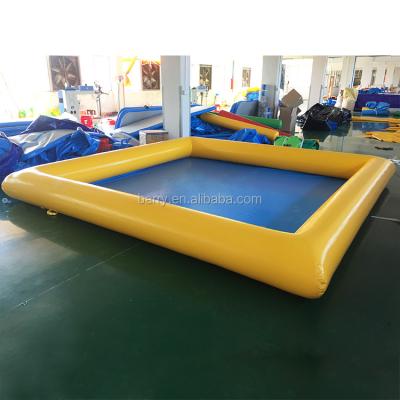 China 0.9mm PVC Tarpaulin Portable Water Pool 4*4m Yellow And Blue for sale