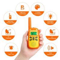 China Free license orange 8-22 channels outdoor walkie talkie with LED light two way radio for sale