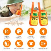 China Free license orange 8-22 channels outdoor walkie talkie with LED light two way radio for sale