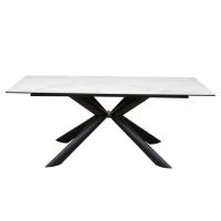 China 1800*850mm Ceramic Top Dining Table With Fixed Type And Iron Base for sale