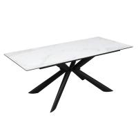 China 1800*850mm Ceramic Top Dining Table With Fixed Type And Iron Base for sale