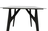 China 1500*850mm Ceramic Material Dining Table With Fixed Type Black Special Metal  Leg for sale