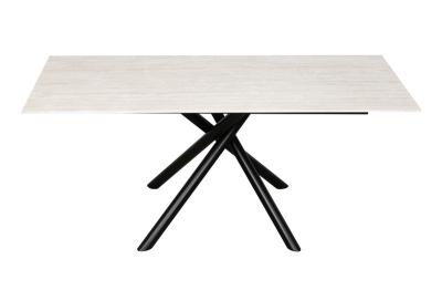 China 1800*900mm Ceramic Material Dining Table With Fixed Type Black  Metal  Leg for sale