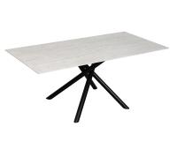 China 1800*900mm Ceramic Material Dining Table With Fixed Type Black  Metal  Leg for sale