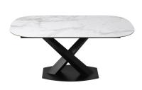 China 1700*900mm Ceramic Finished Dining Table With Fixed Type Black Metal  Base for sale