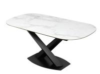 China 1700*900mm Ceramic Finished Dining Table With Fixed Type Black Metal  Base for sale
