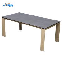 China 1800*900mm Modern white Fixed Ceramic top Dining Table, flat packed for sale