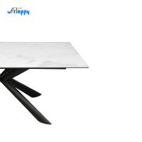 China 1800mm Contemporary Bespoke Ceramic Top Dining Table With Metal Legs for sale