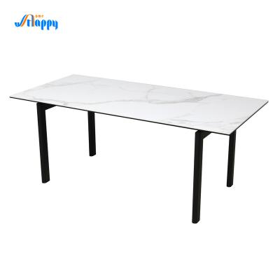 China 1800*850mm Modern Solid Top Dining Table With Metal Base Dt-996-180 for sale