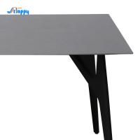 China Customized Size Ceramic Top Dining Table Industrial With Iron Frame for sale