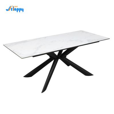 China Wear Resistant Extendable Ceramic Table Ceramic Extension Dining Table 1800*850mm With Metal Base for sale