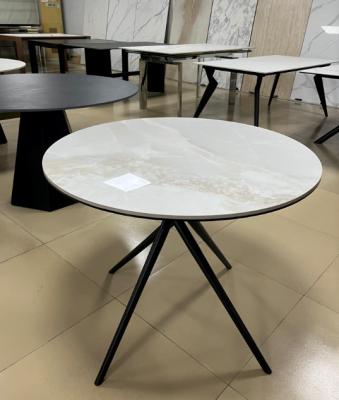 China Round Ceramic Top Dining Table 900mm Diameter Powder Coated For Home Use for sale