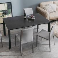 China 1500*850mm Marble Ceramic Dining Table Modern Ceramic Dining Table With Black Metal Base for sale