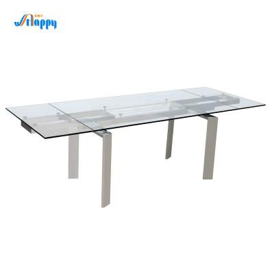 China Contemporary Glass Top Dining Table High Durability With Customizable Size for sale