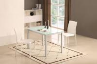 China 1100mm Length Glass Top Dining Table Customizable With Iron Legs for sale