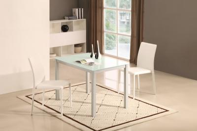 China 1100mm Length Glass Top Dining Table Customizable With Iron Legs for sale