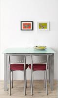 China Fashionable Glass Top Dining Table 1200mm Length With Euro Style for sale