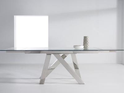 China 900mm Width Extendable Dining Table Minimalist With Stainless Steel Leg for sale
