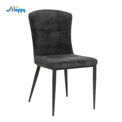 China Fashionable Black Modern Leather Dining Chair Hard Wearing With Metal Frame for sale